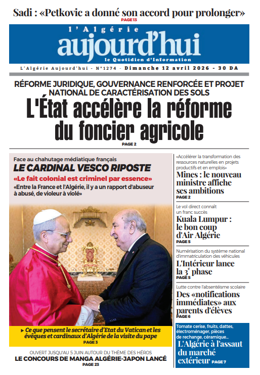 Edition du 12 avril 2026 - L'Algérie Aujourd'hui